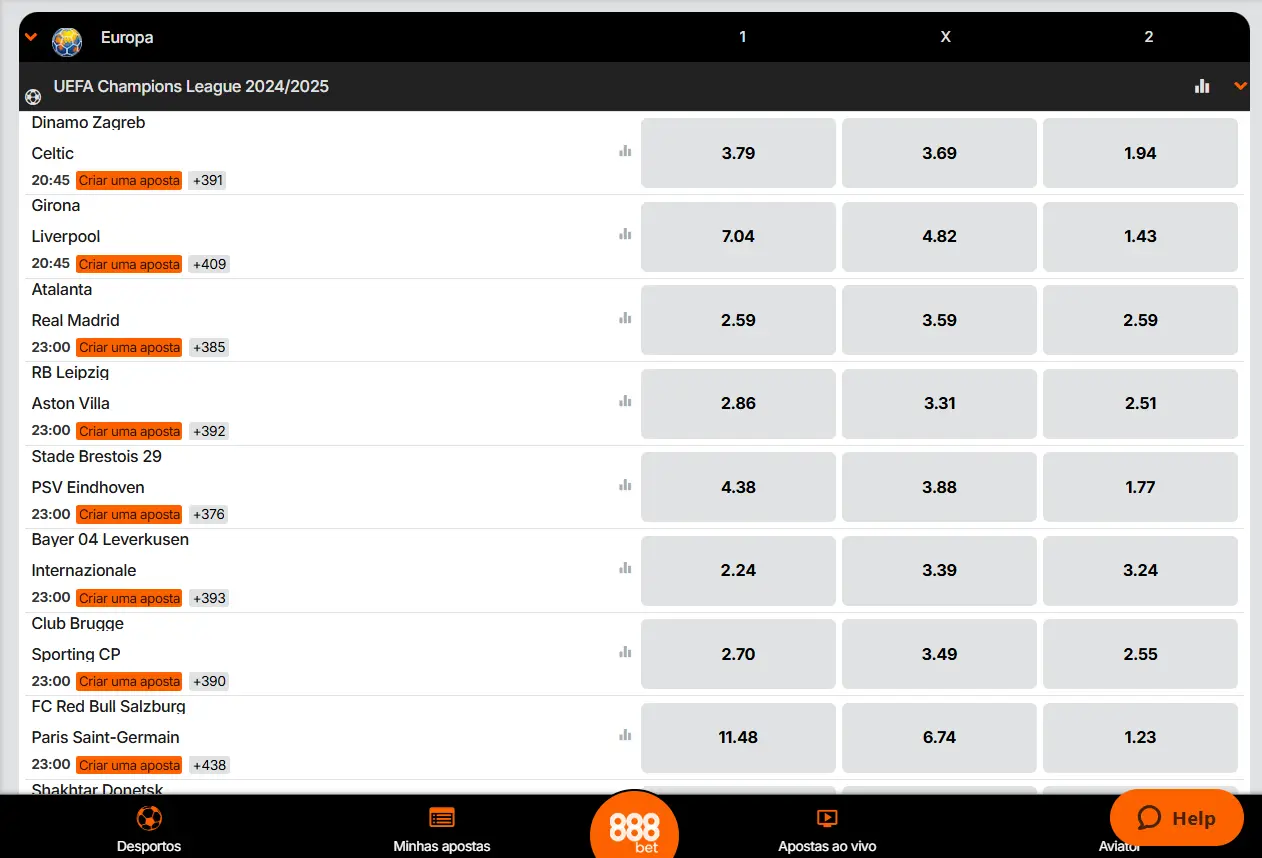 Jogos e odds com apostas online no 888Bets futebol em Moçambique